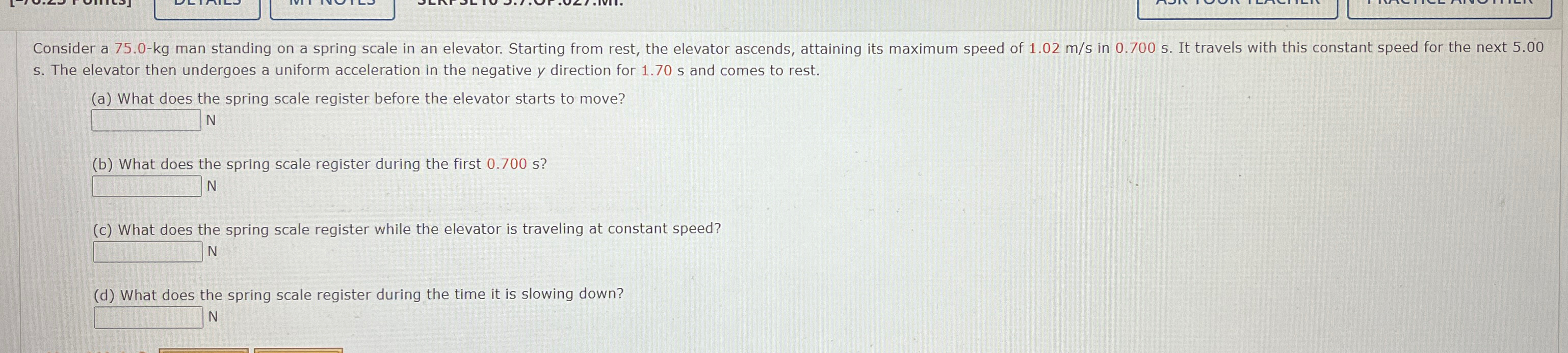 Solved Consider a 75.0-kg ﻿man standing on a spring scale in | Chegg.com