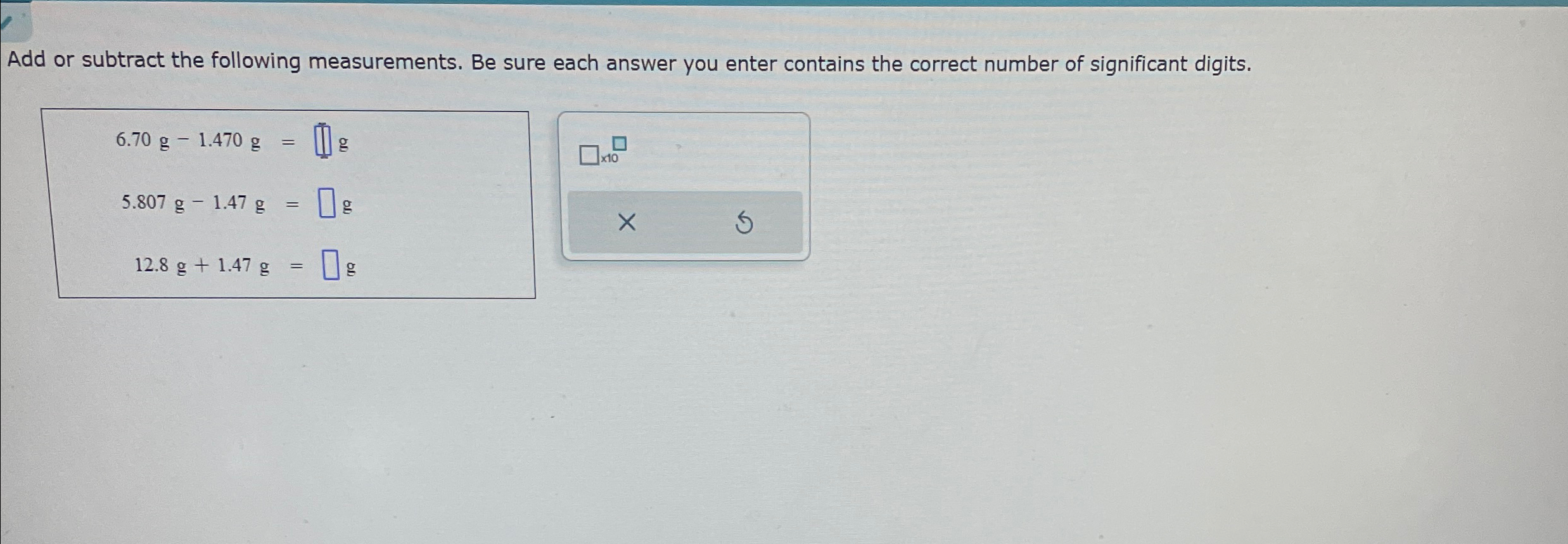 Solved Add or subtract the following measurements. Be sure | Chegg.com