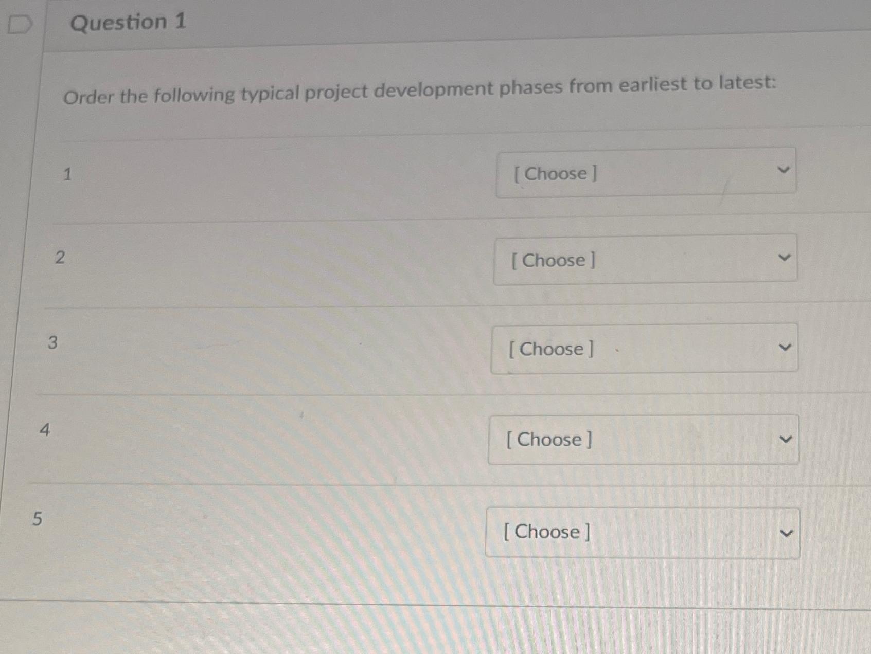 Solved Question 1Order the following typical project | Chegg.com