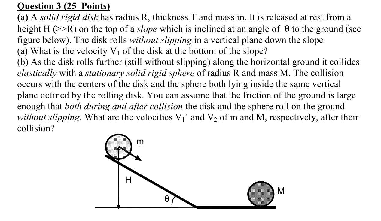 Solved Question 3 (25 ﻿Points)(a) ﻿A solid rigid disk has | Chegg.com