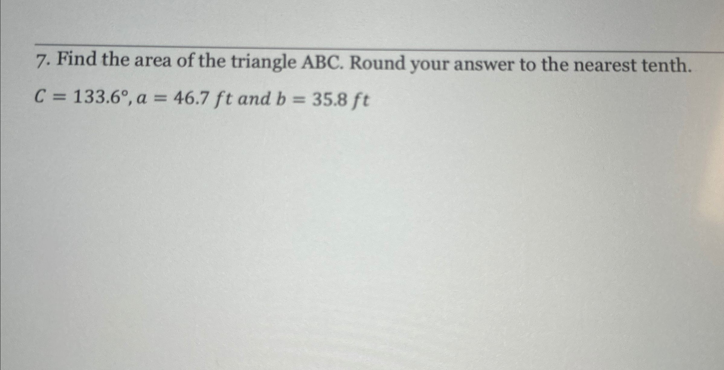 Solved Find the area of the triangle ABC. Round your answer | Chegg.com