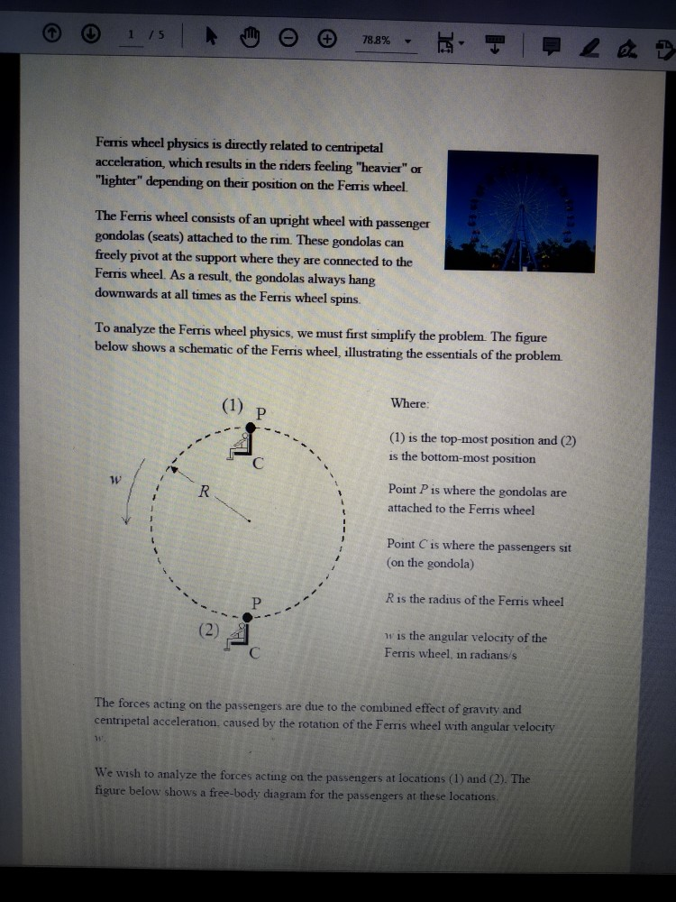 Solved Ferris wheel physics is directly related to | Chegg.com