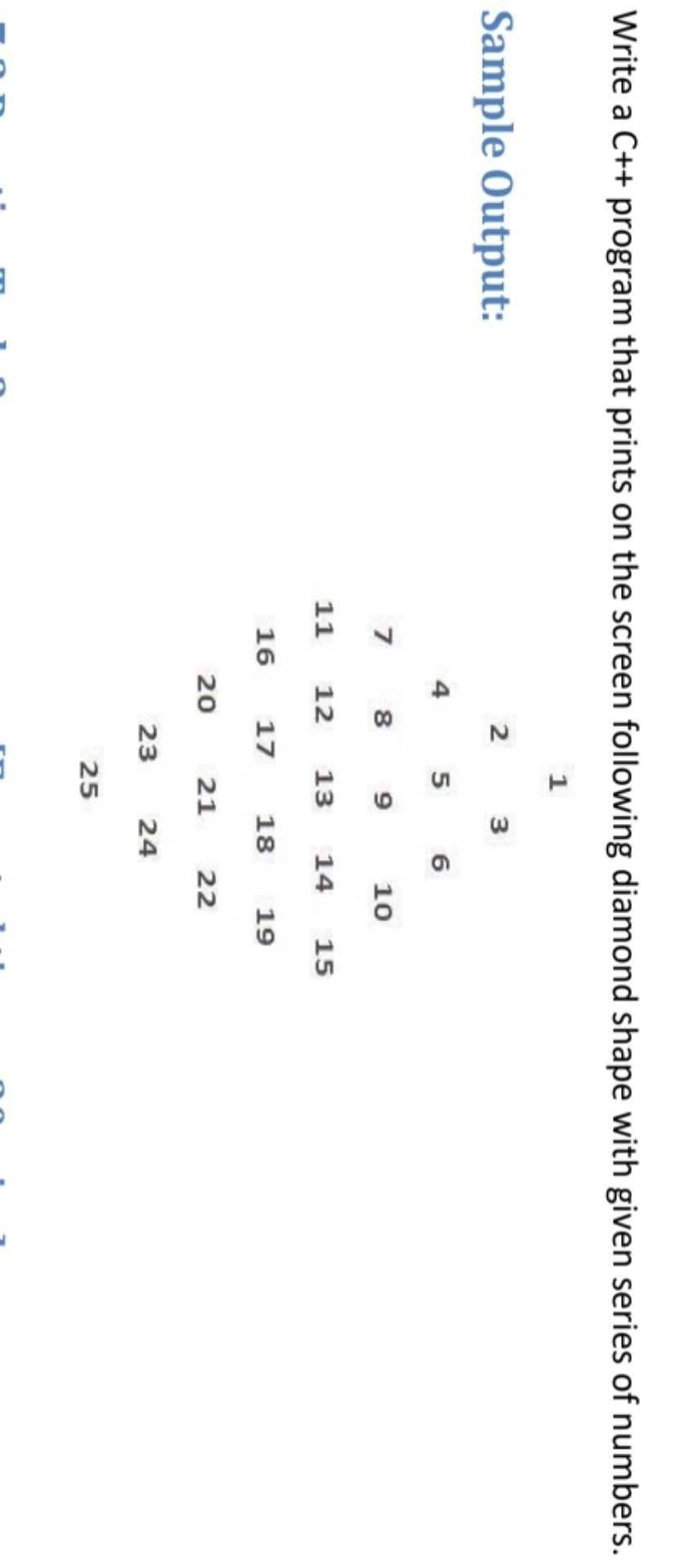 Solved Write a C++ program that prints on the screen | Chegg.com