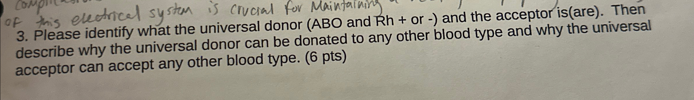 Solved Please identify what the universal donor ( ﻿ABO and | Chegg.com
