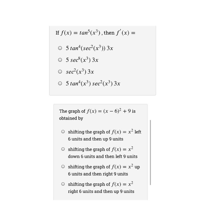 Solved If F X Tan X3 Then F X O 5 Tan Sec X3