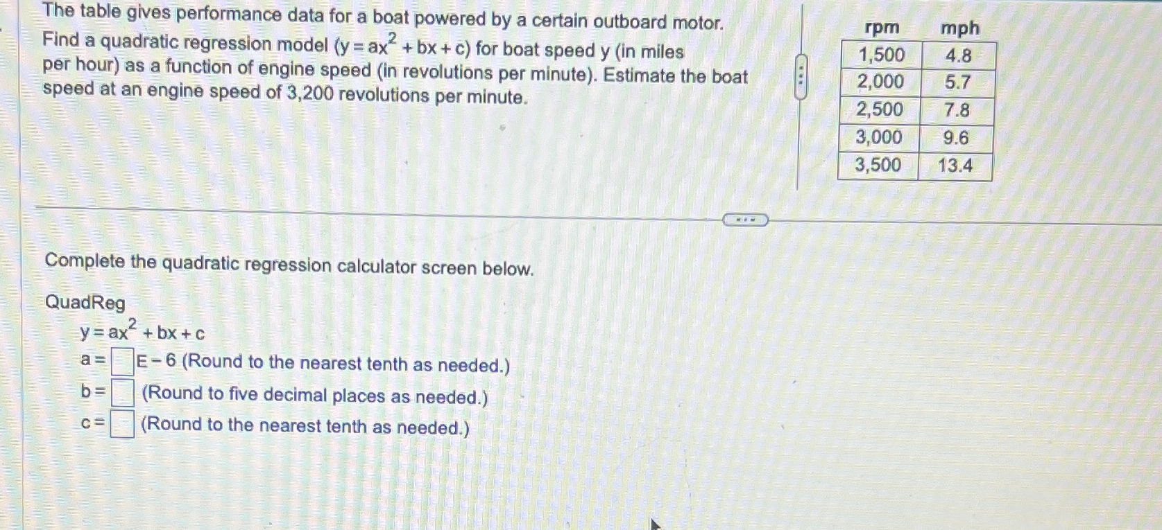 Solved The table gives performance data for a boat powered | Chegg.com