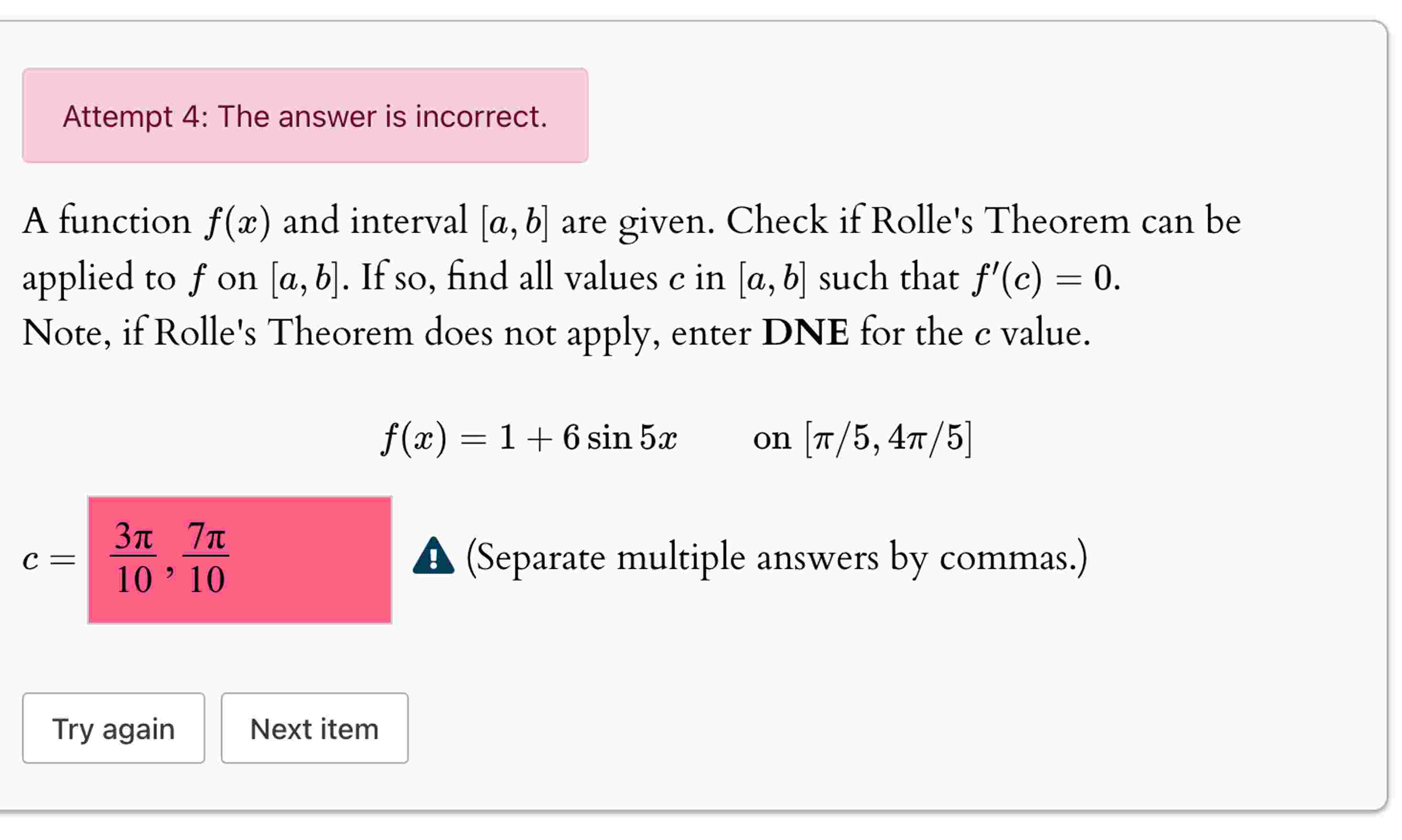 Solved Attempt 4: The answer is ﻿incorrect.A function f(x) | Chegg.com