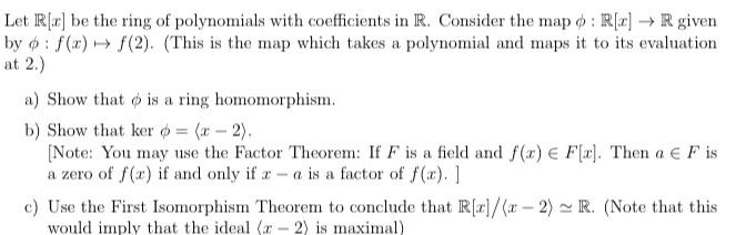 Solved Let R[x] be the ring of polynomials with coefficients | Chegg.com
