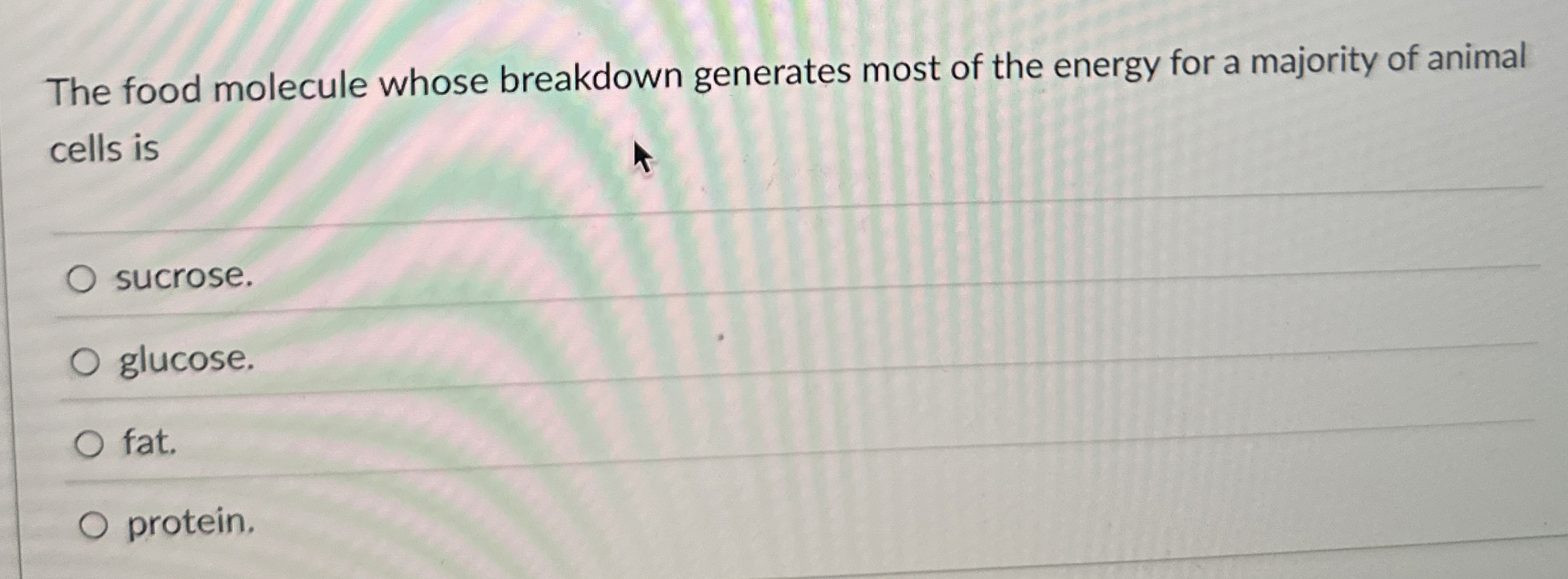 Solved The food molecule whose breakdown generates most of | Chegg.com