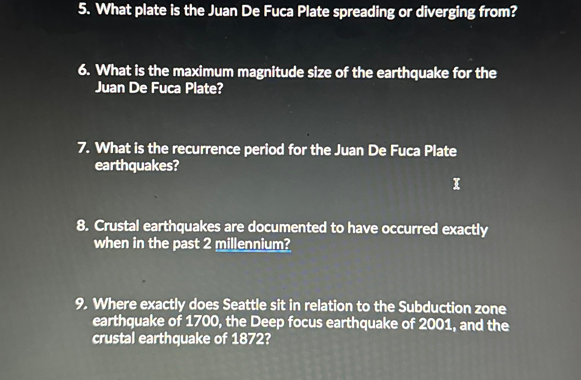 Solved What plate is the Juan De Fuca Plate spreading or | Chegg.com