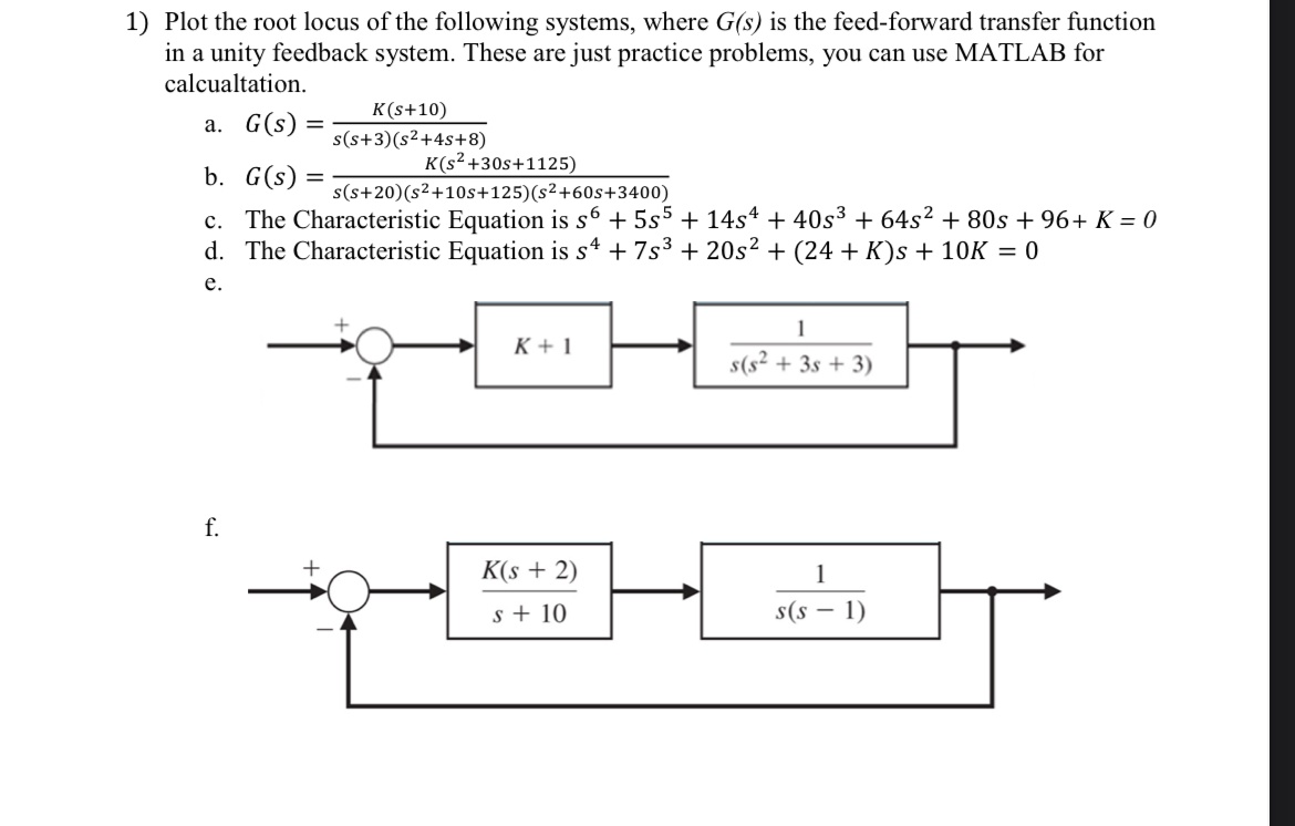 Solved Plot the root locus of the following systems, where | Chegg.com