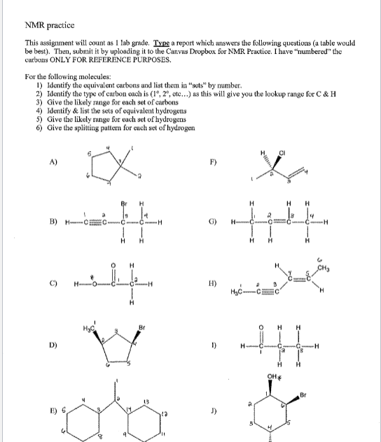 Solved NMR practice This assignment will count as I lab | Chegg.com