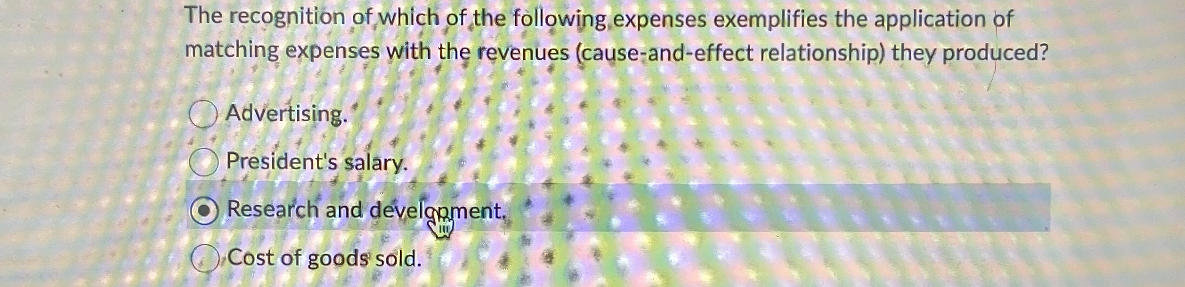 Solved The recognition of which of the following expenses | Chegg.com