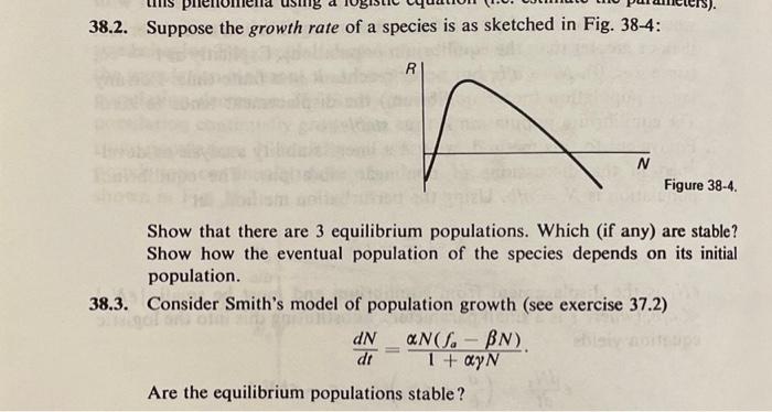 Solved 38.2. Suppose the growth rate of a species is as | Chegg.com