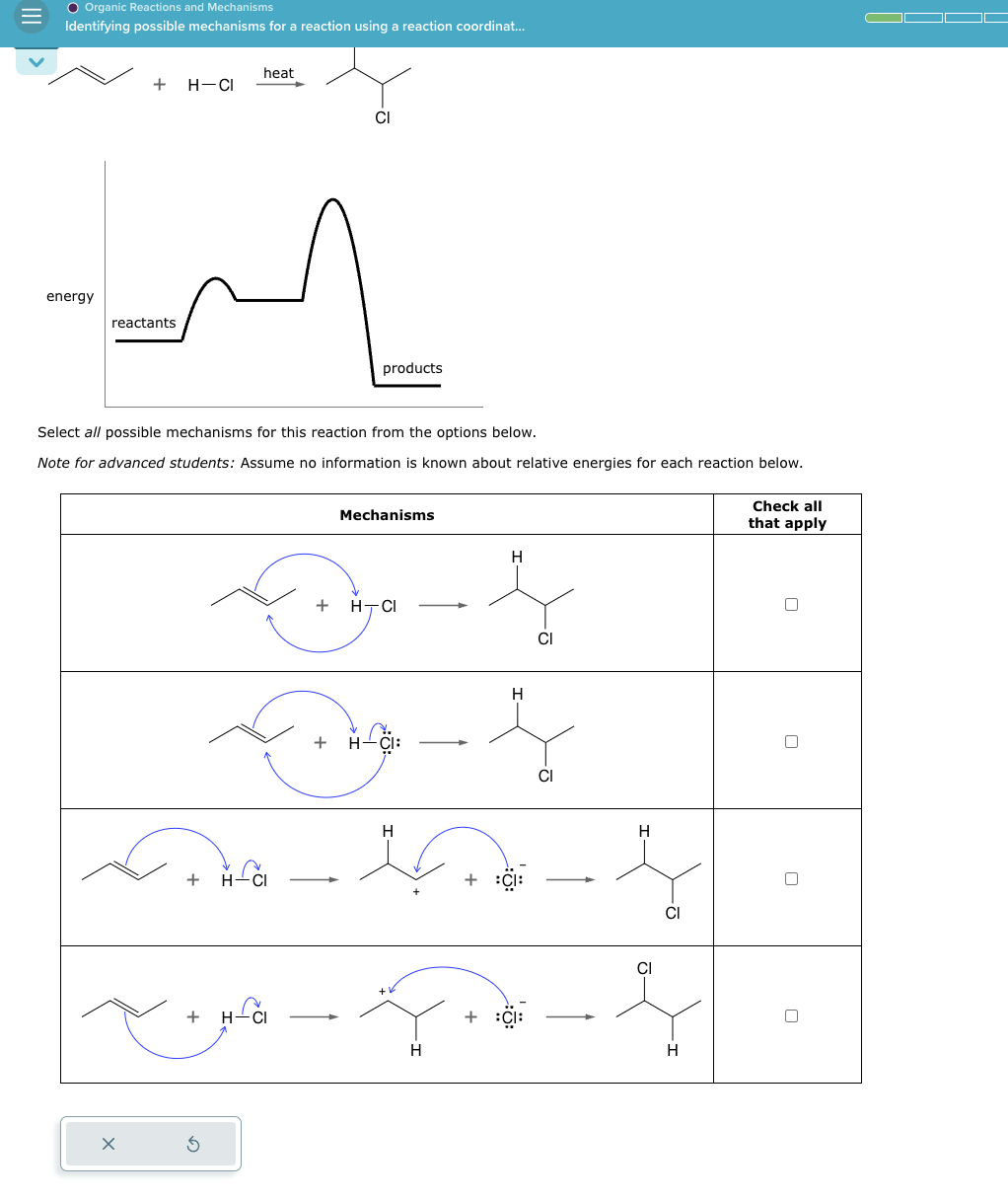 Solved Select all possible mechanisms for this reaction from | Chegg.com