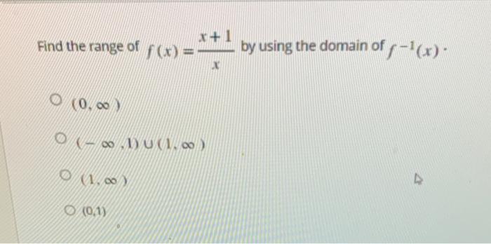 Solved Find the range of f(x)=xx+1 by using the domain of | Chegg.com