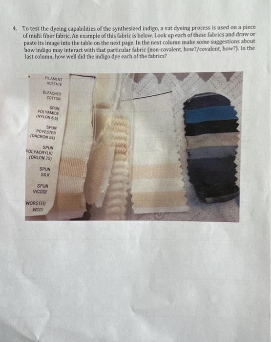 4. To test the dyeing capabilities of the synthesized | Chegg.com