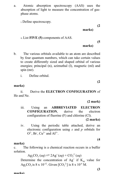 Solved a. Atomic absorption spectroscopy (AAS) uses the | Chegg.com