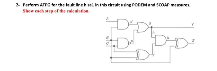 Solved Perform ATPG for the fault line h sa1 in this circuit | Chegg.com