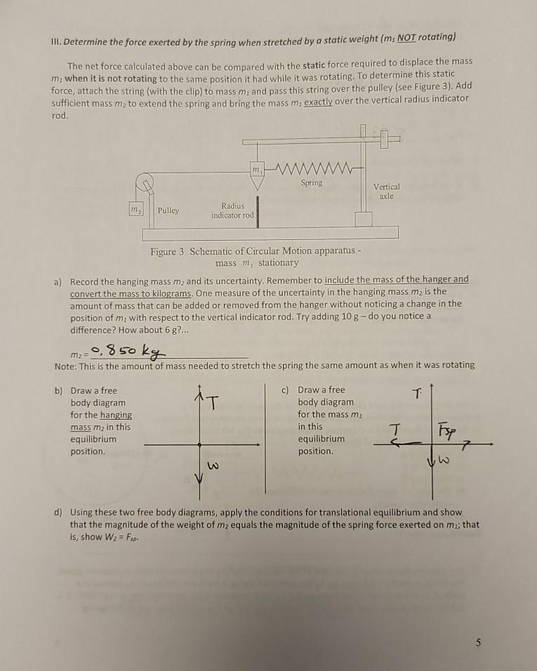 Solved III. Determine the force exerted by the spring when | Chegg.com