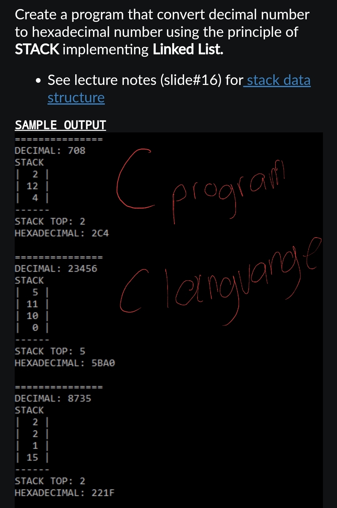 Solved Create a program that convert decimal number to | Chegg.com