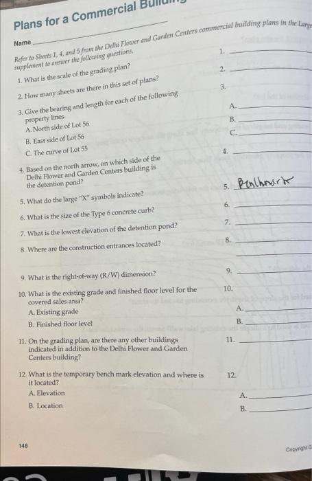 plans tor a commercial 1. 2. 3. A. B. C. 4. 1. Whe an | Chegg.com