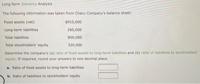 Solved Long-Term Solvency Analysis The following information | Chegg.com