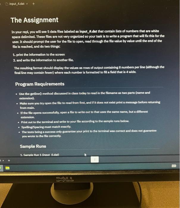 Solved The Assignment In your repl, you will see 5 data | Chegg.com