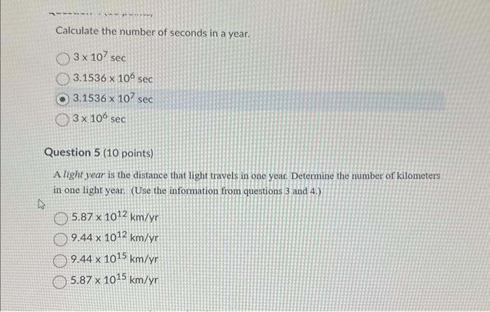 Solved Calculate the number of seconds in a year. | Chegg.com