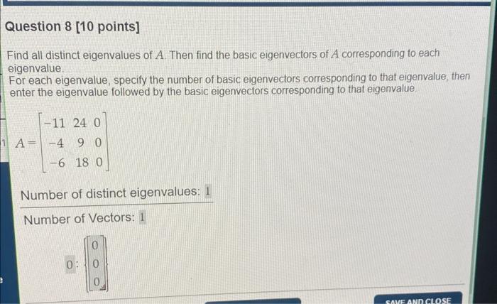 Find all distinct eigenvalues of A. Then find the | Chegg.com