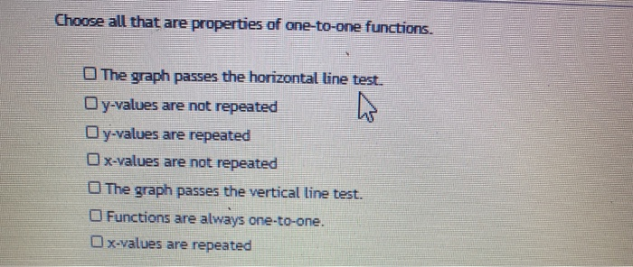 Solved Choose all that are properties of one-to-one | Chegg.com