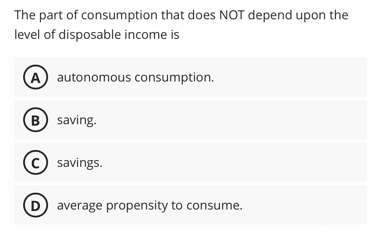 Solved The part of consumption that does NOT depend upon the | Chegg.com