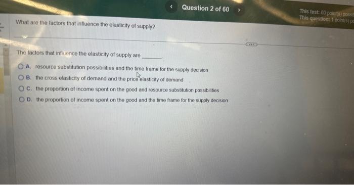 Solved What are the factors that influence the elasticity of | Chegg.com