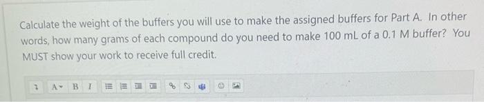 Solved Calculate the weight of the buffers you will use to | Chegg.com