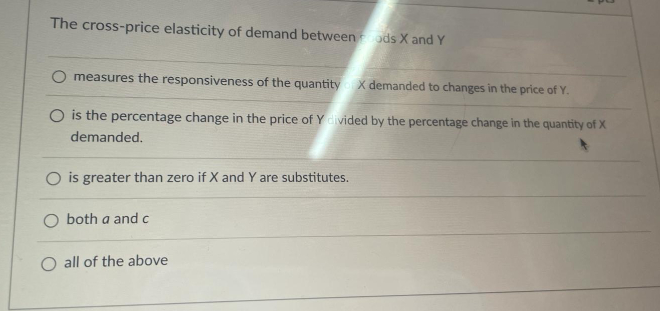 Solved The cross-price elasticity of demand between ods x | Chegg.com