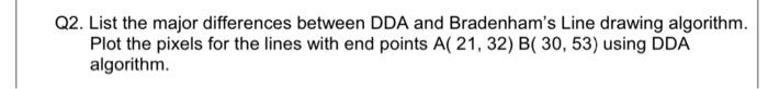 Solved Q2. List the major differences between DDA and | Chegg.com