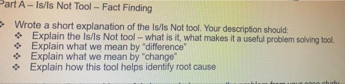 Solved Part A - Is/Is Not Tool - Fact Finding Wrote a short | Chegg.com