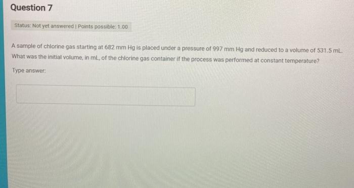 Solved Question 7 Status: Not yet answered I Points | Chegg.com