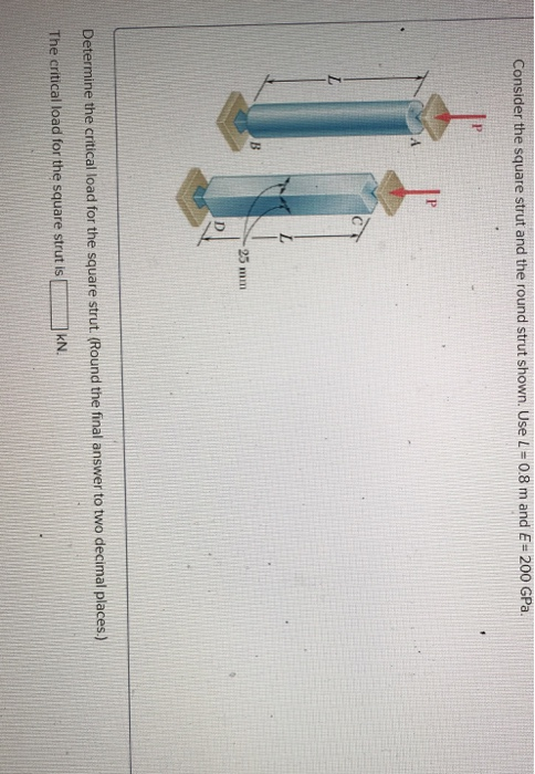 Solved Consider the square strut and the round strut shown. | Chegg.com