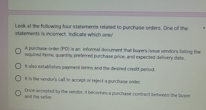 Solved Look at the following four statements related to | Chegg.com