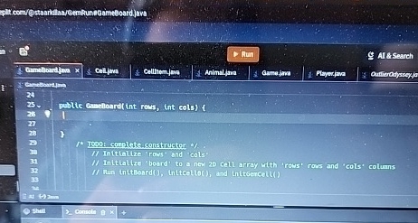 Solved complete constructor GameBoardinitialize 'rows' and | Chegg.com