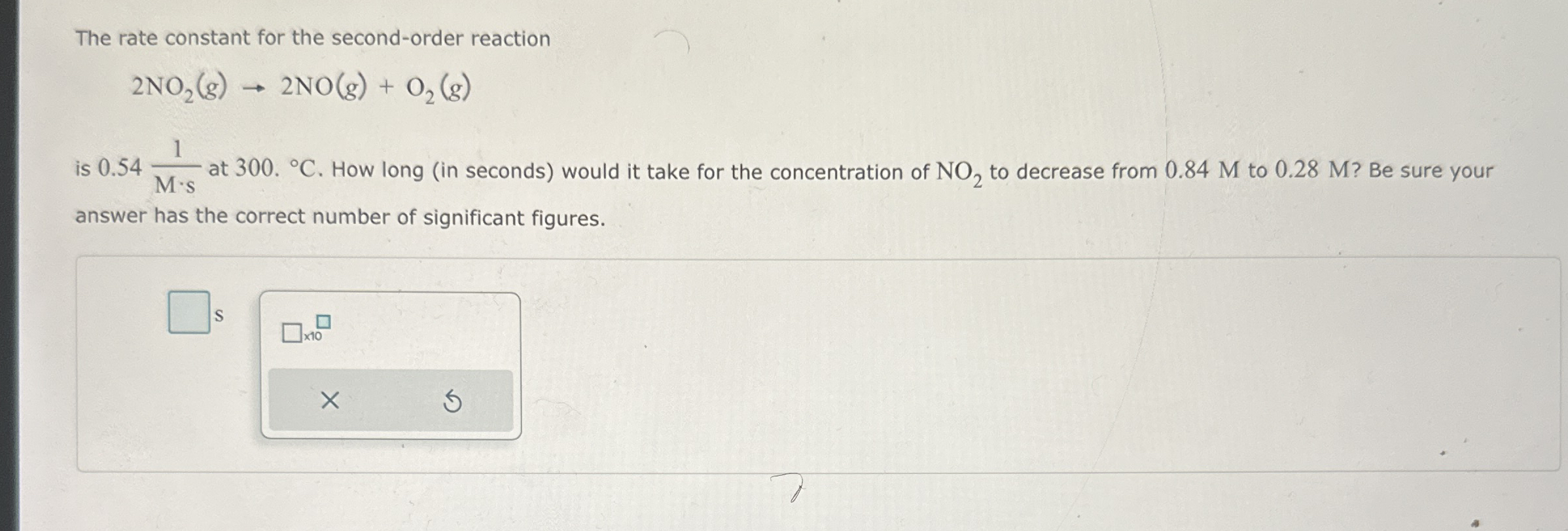 Solved The rate constant for the second-order | Chegg.com
