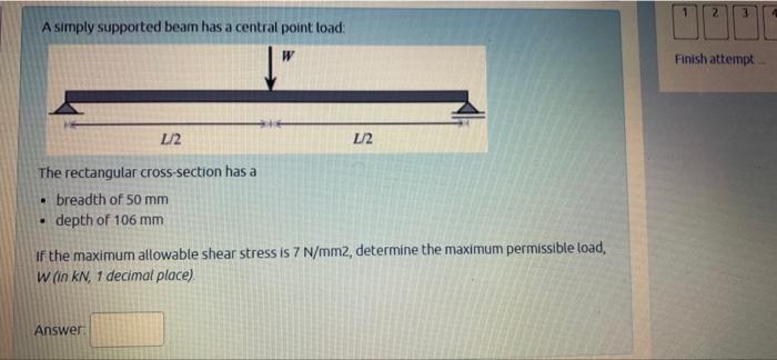 Solved A simply supported beam has a central point load: W | Chegg.com