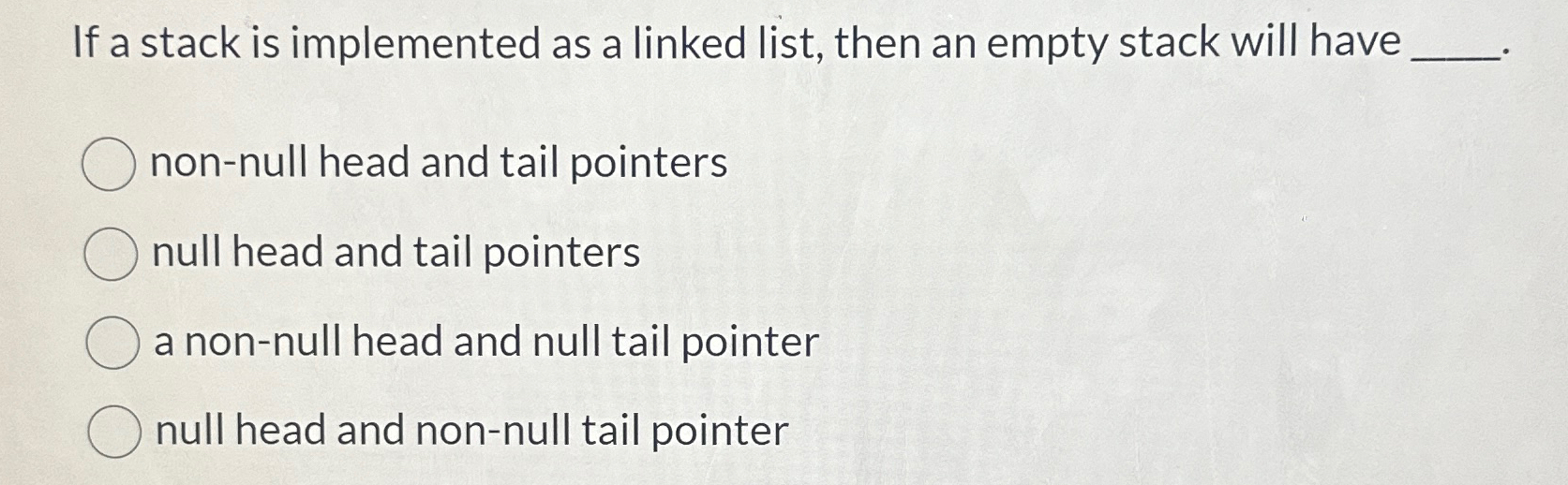 Solved If a stack is implemented as a linked list, then an | Chegg.com