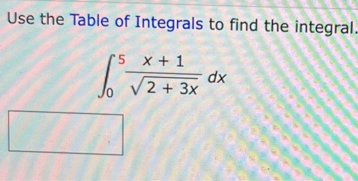 Solved Use the Table of Integrals to find the integral | Chegg.com