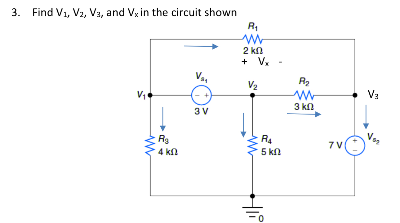 Solved Find V1,V2,V3, ﻿and Vx ﻿in the circuit shown Please | Chegg.com