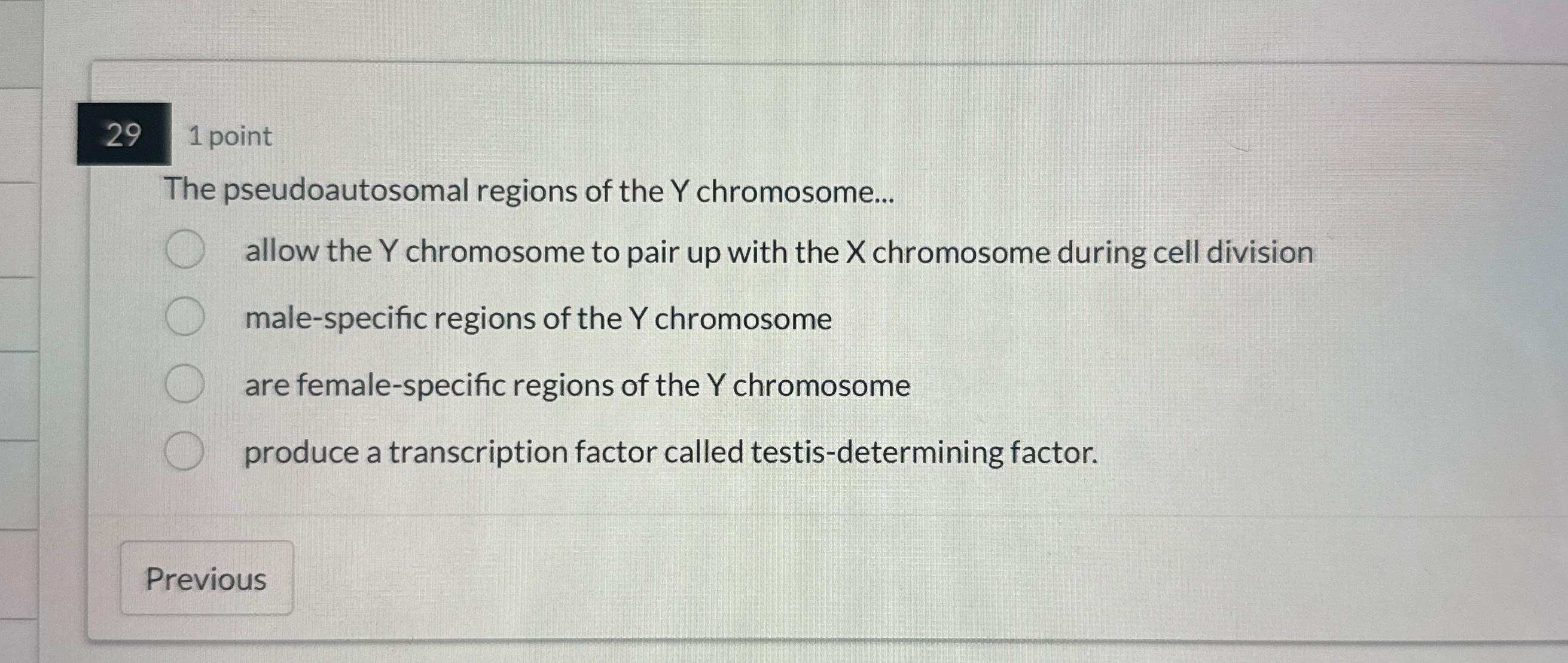 Solved 291 ﻿pointthe Pseudoautosomal Regions Of The Y