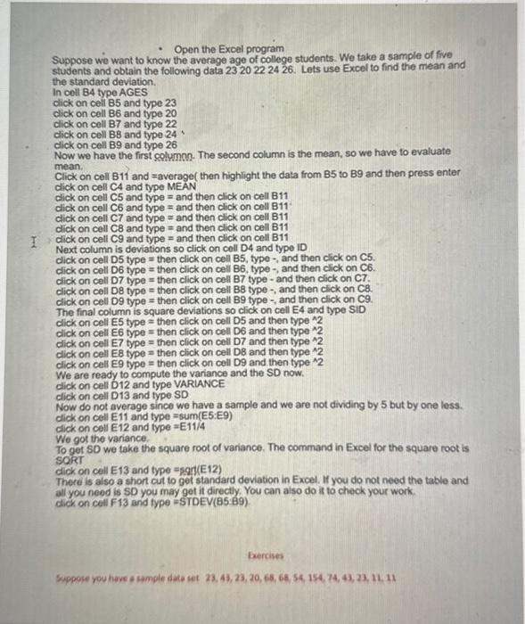 Solved - Open the Excel program Suppose we want to know the | Chegg.com