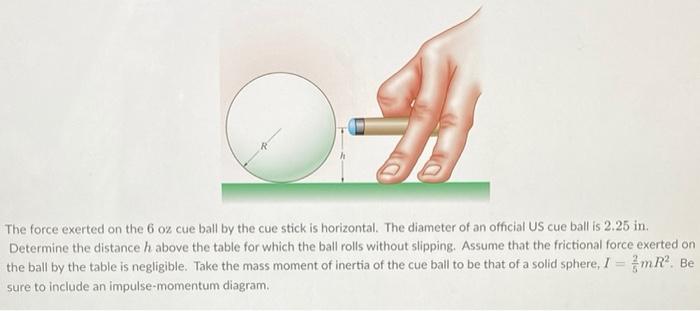 Solved C R The force exerted on the 6 oz cue ball by the cue | Chegg.com