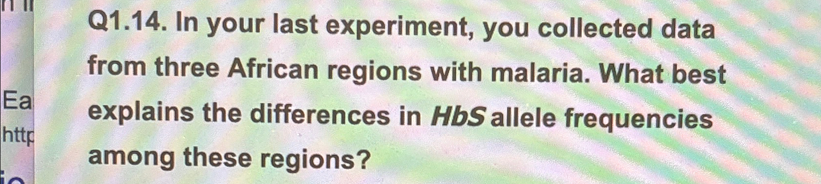 Solved Q1.14. ﻿In your last experiment, you collected data | Chegg.com